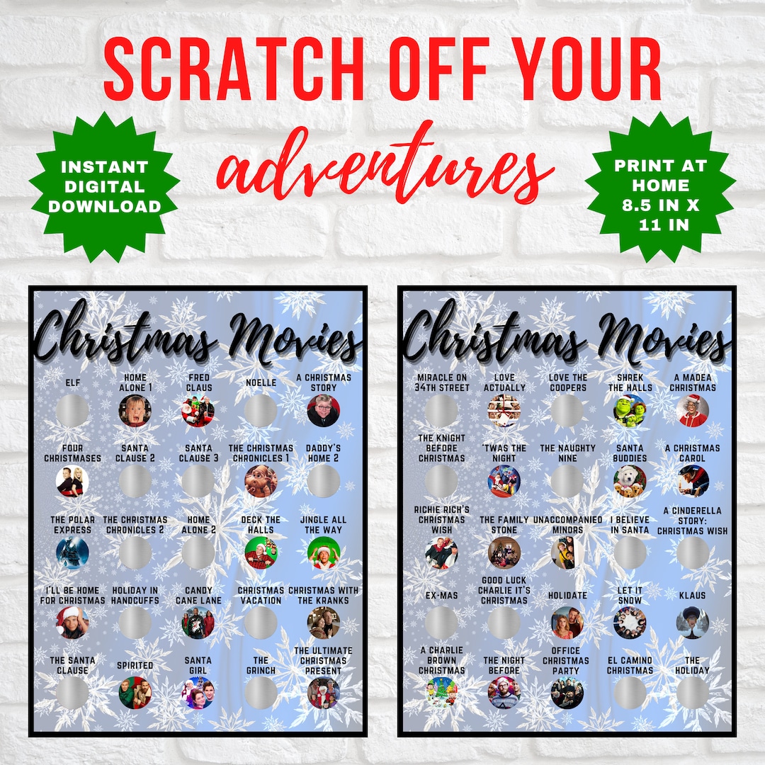 Christmas Movies DIY Scratch off Bucket List Poster (instant Digital ...