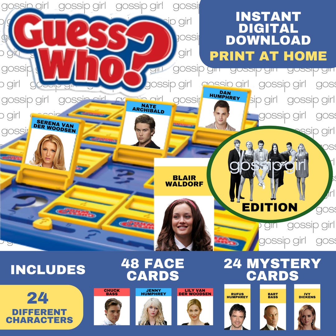 Guess Who "gossip Girl" Edition Print at Home Digital Download Game ...