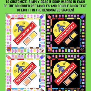 Customopoly DIY Template - Personalized Full Monopoly Board Game With ...