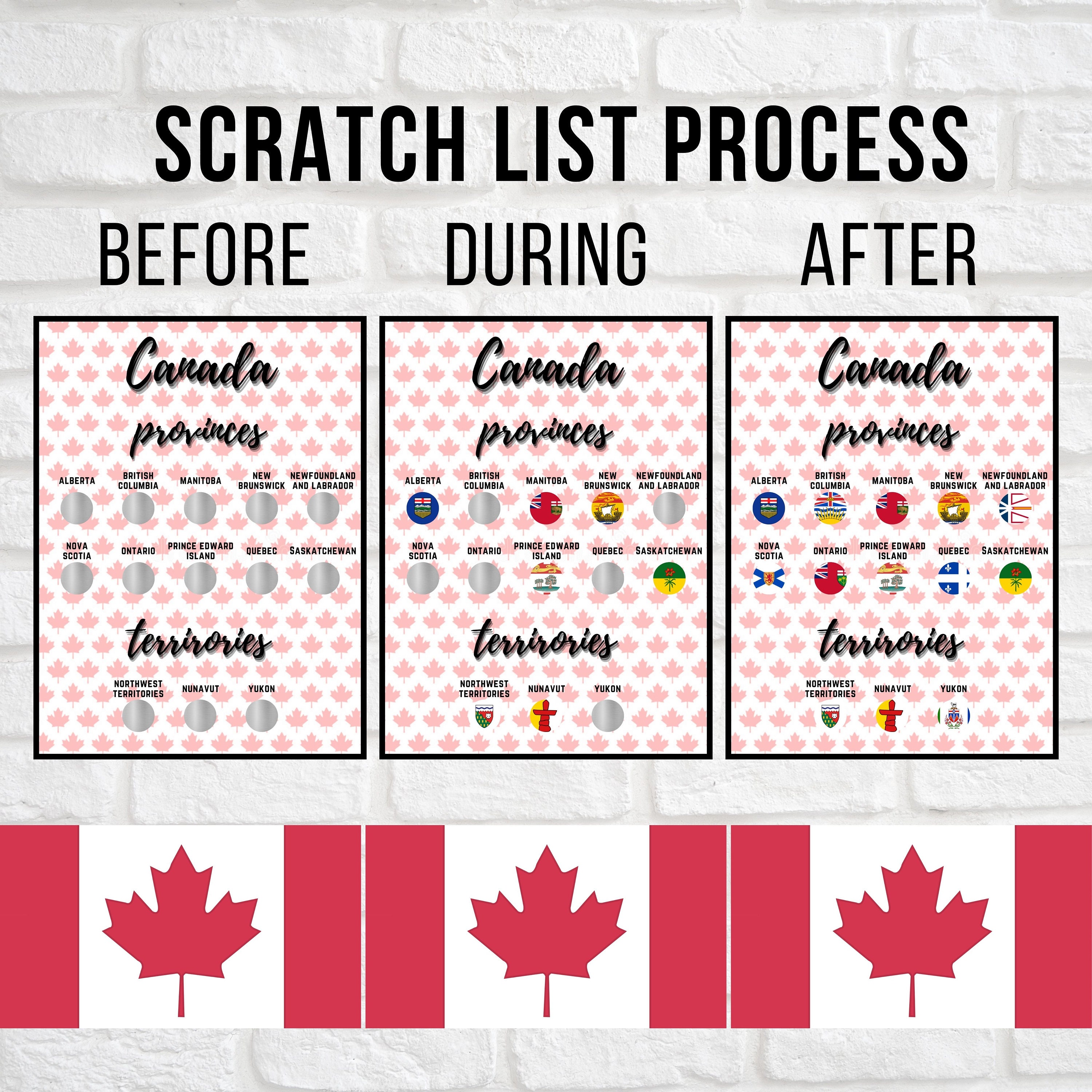 Canadian Provinces and Territories DIY Scratch off Bucket List Poster ...