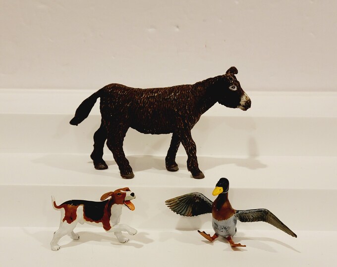 Papo Farm Animal Figure Set Donkey, Mallard Duck, Beagle - Etsy