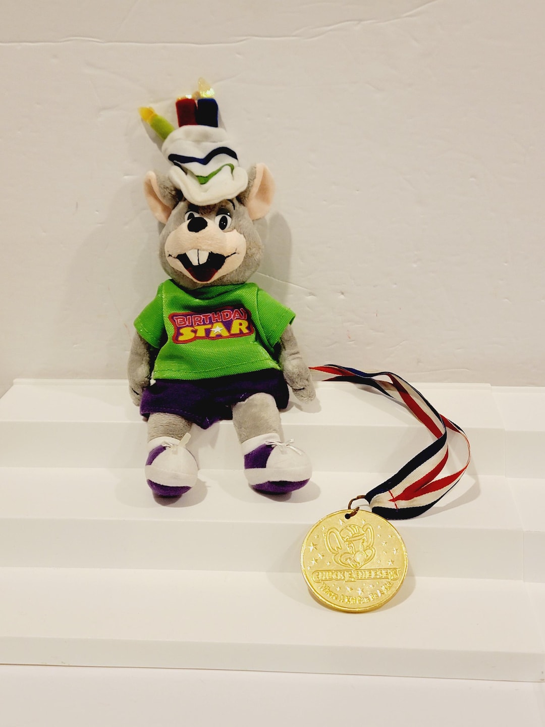 Chuck E Cheese Birthday Star Beanie Stuffed Plush With Birthday Cake ...