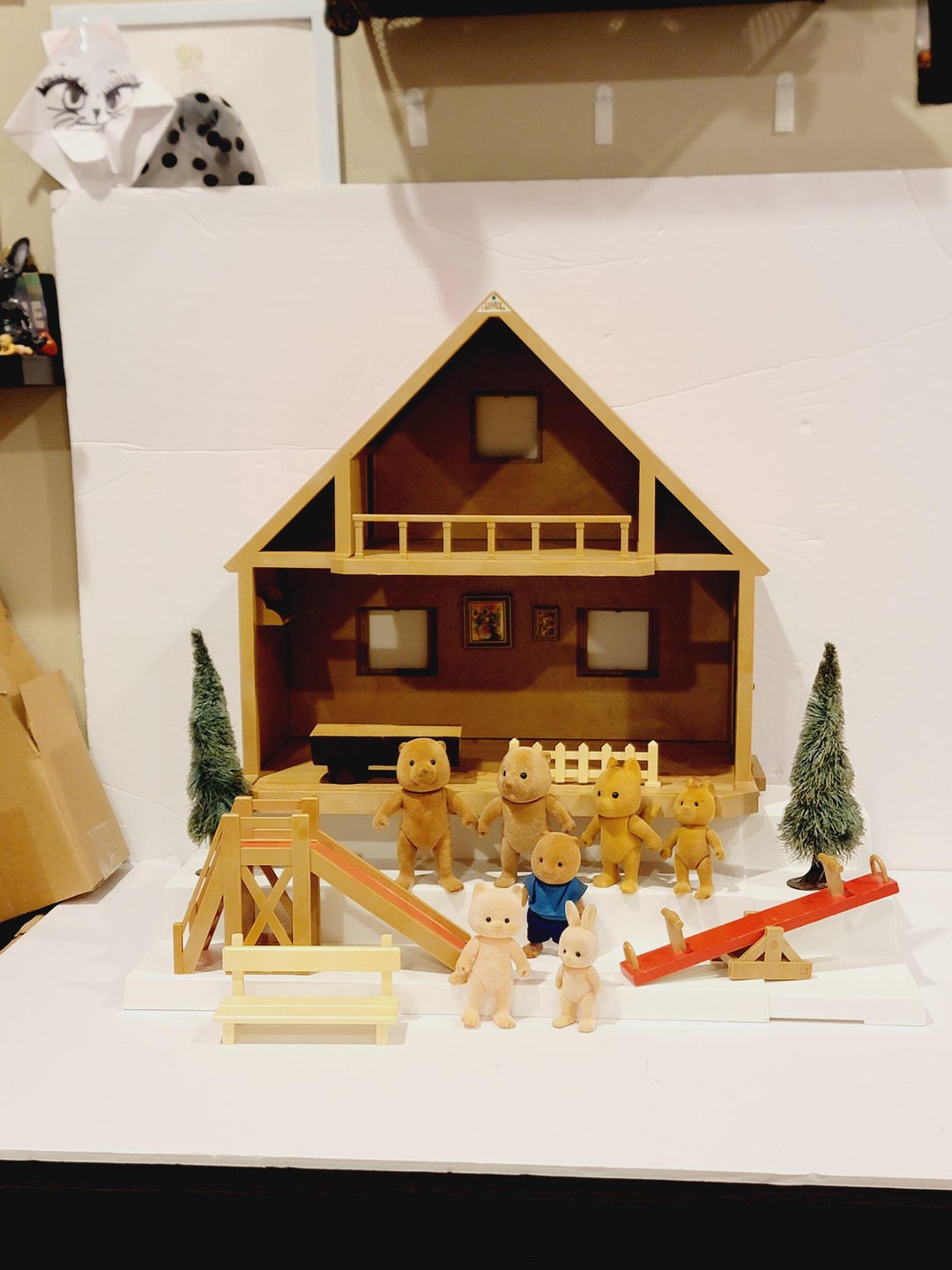 Vintage Epoch Calico Critters Maple Town Story House With Playground ...