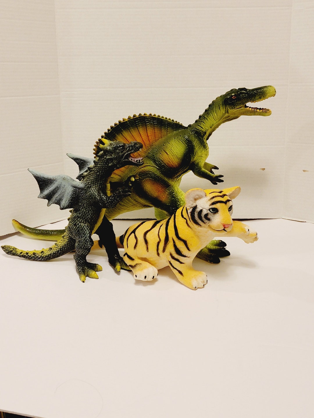 XL Soft Rubber Animal Toy Set Tiger, Dinosaur Set - Etsy