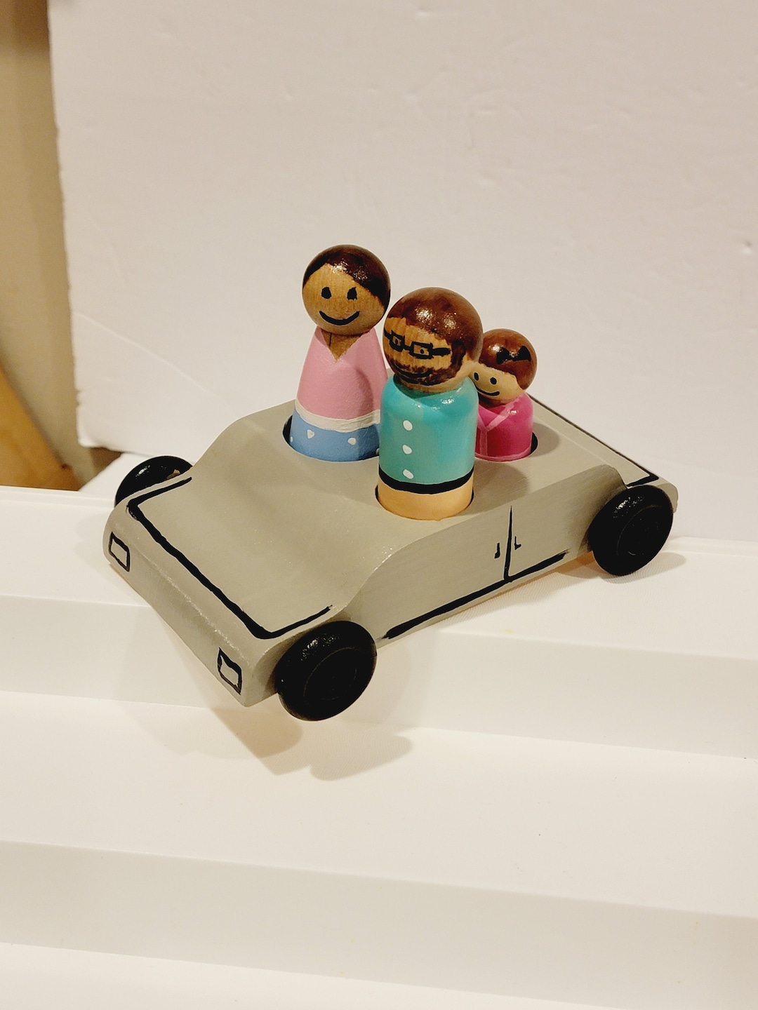 Wooden Peg Doll Car With Figures - Etsy