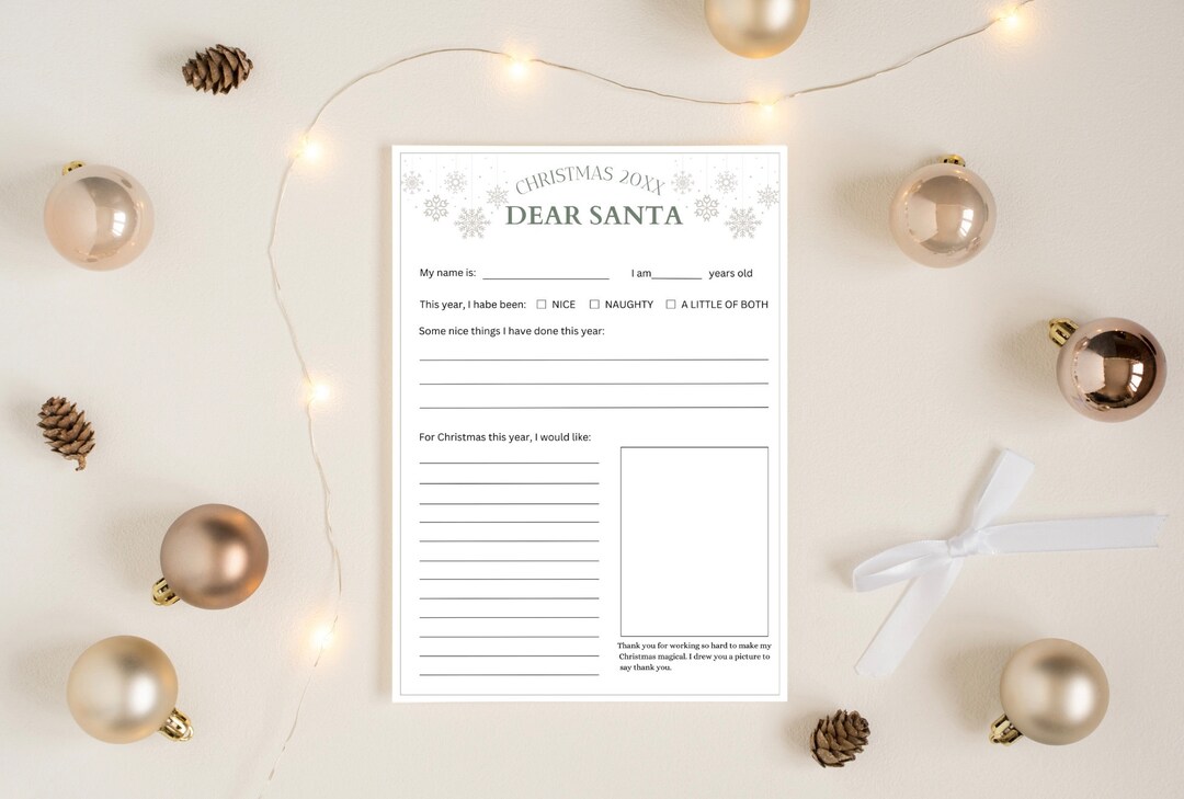 Letter to Santa Claus Template Christmas Wish List Dear - Etsy