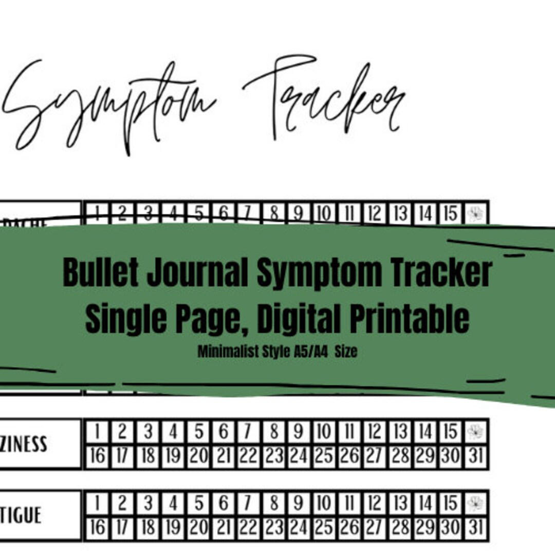 Symptom Tracker Bullet Journal Printable - Etsy