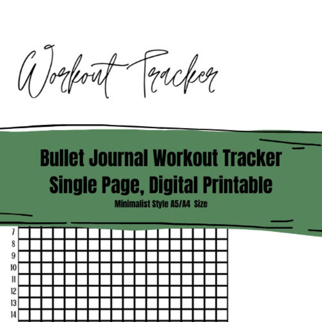 Bullet Journal Printable Workout Tracker Single Page - Etsy