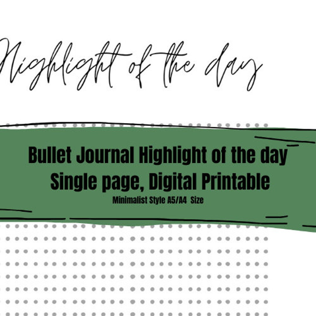 Bullet Journal Printable Highlight of the Day Single Page - Etsy