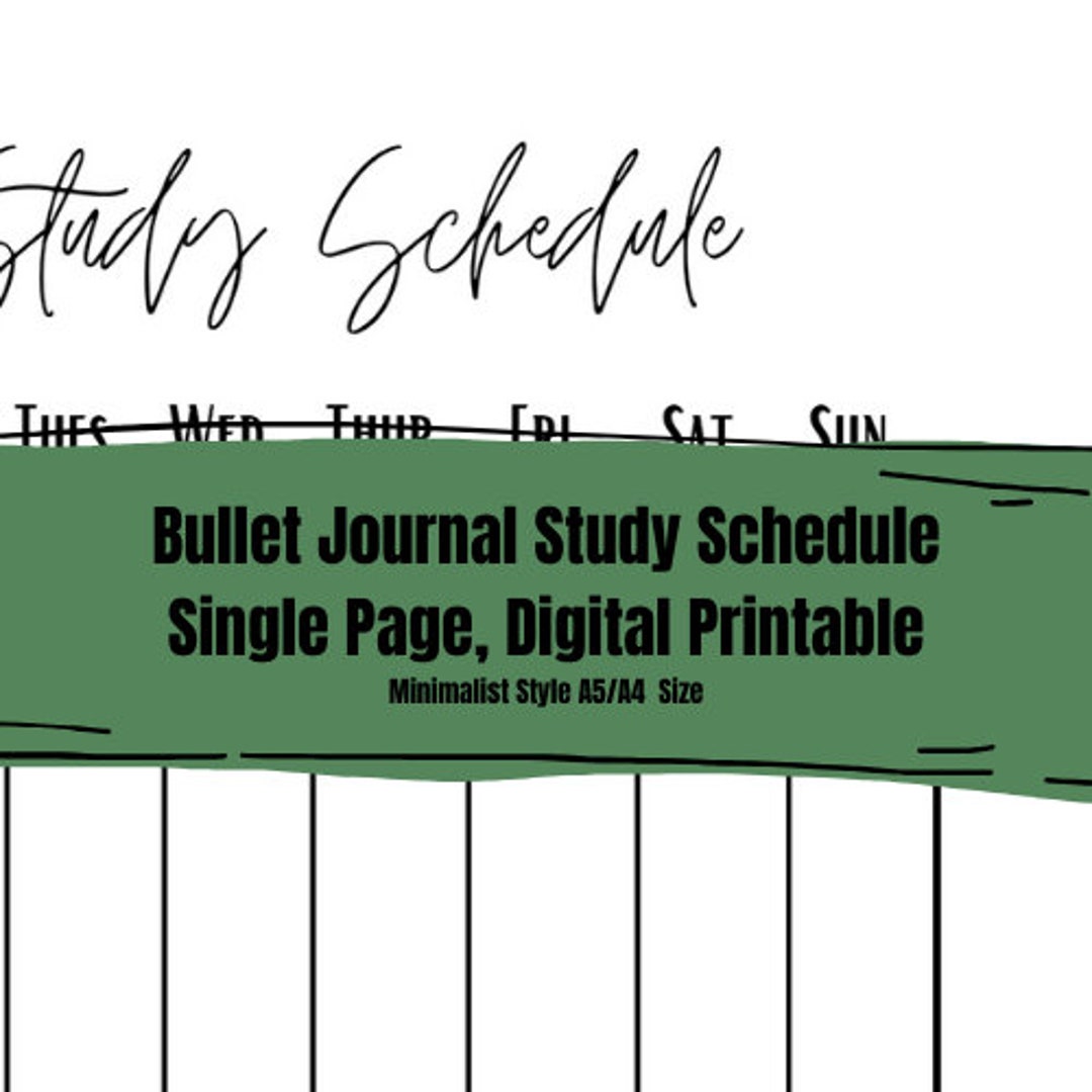 Study Schedule Bullet Journal Printable - Etsy