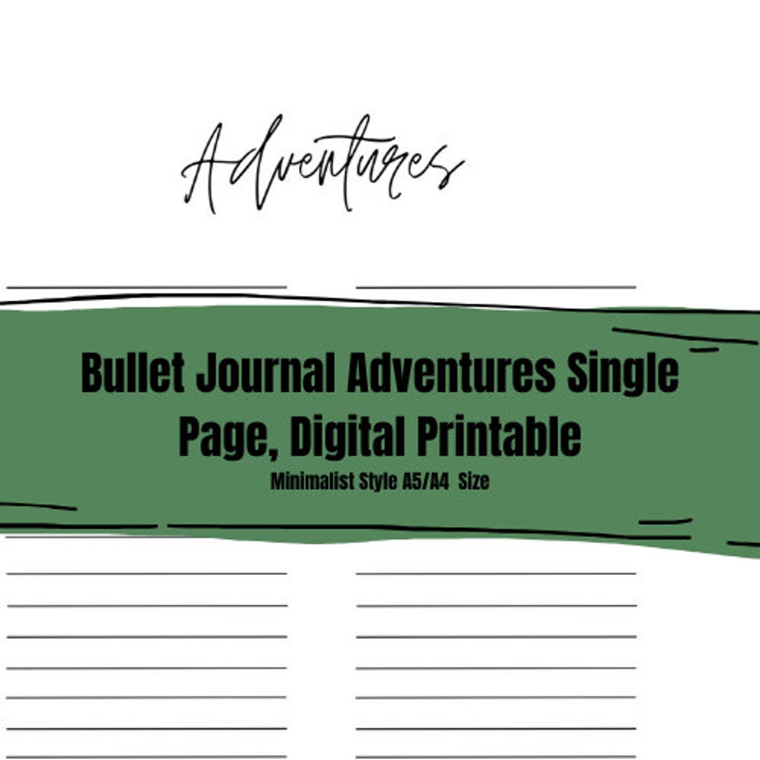 Bullet Journal Printable Adventures Single Page - Etsy