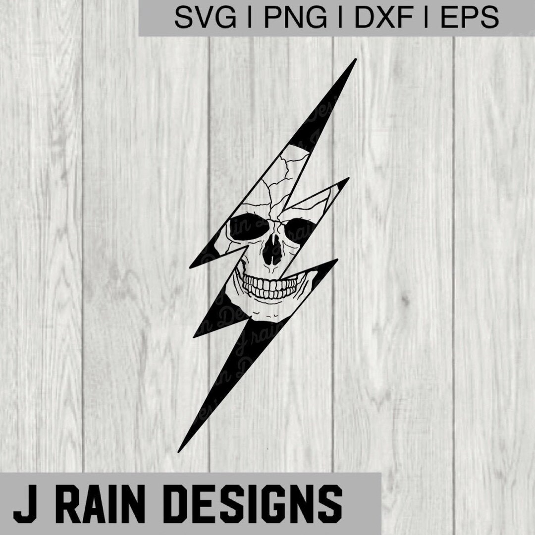 Electric Skull SVG - Skull Svg - Lightening Bolt Svg - Skull Clipart ...