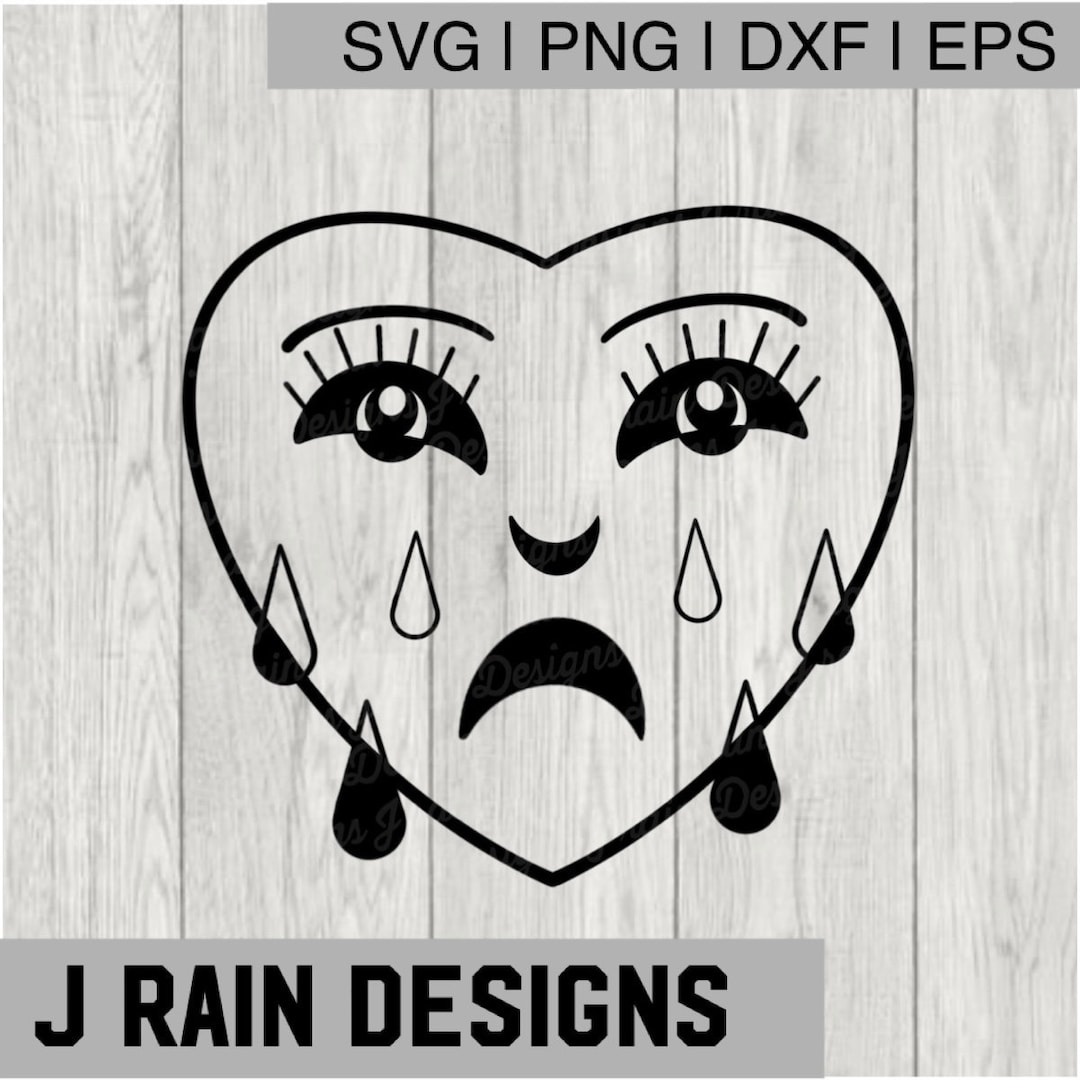 Crying Heart SVG - Heart SVG - Sad Heart Svg - Heart Clipart - Heart ...