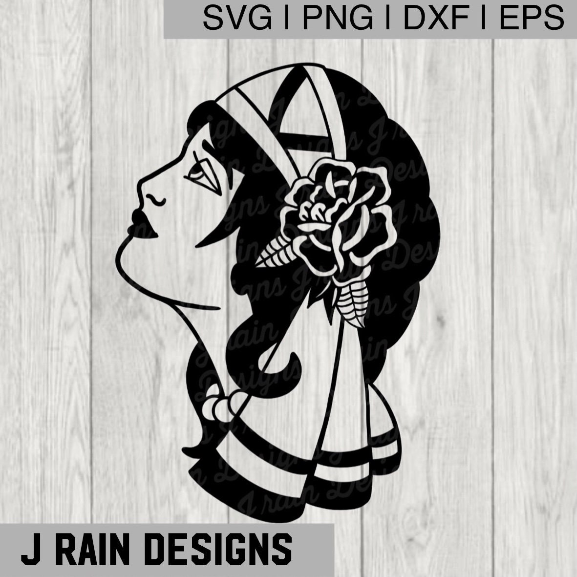 Traditional Tattoo Svg - Traditional Lady Svg - Pin up Svg - Women Svg ...