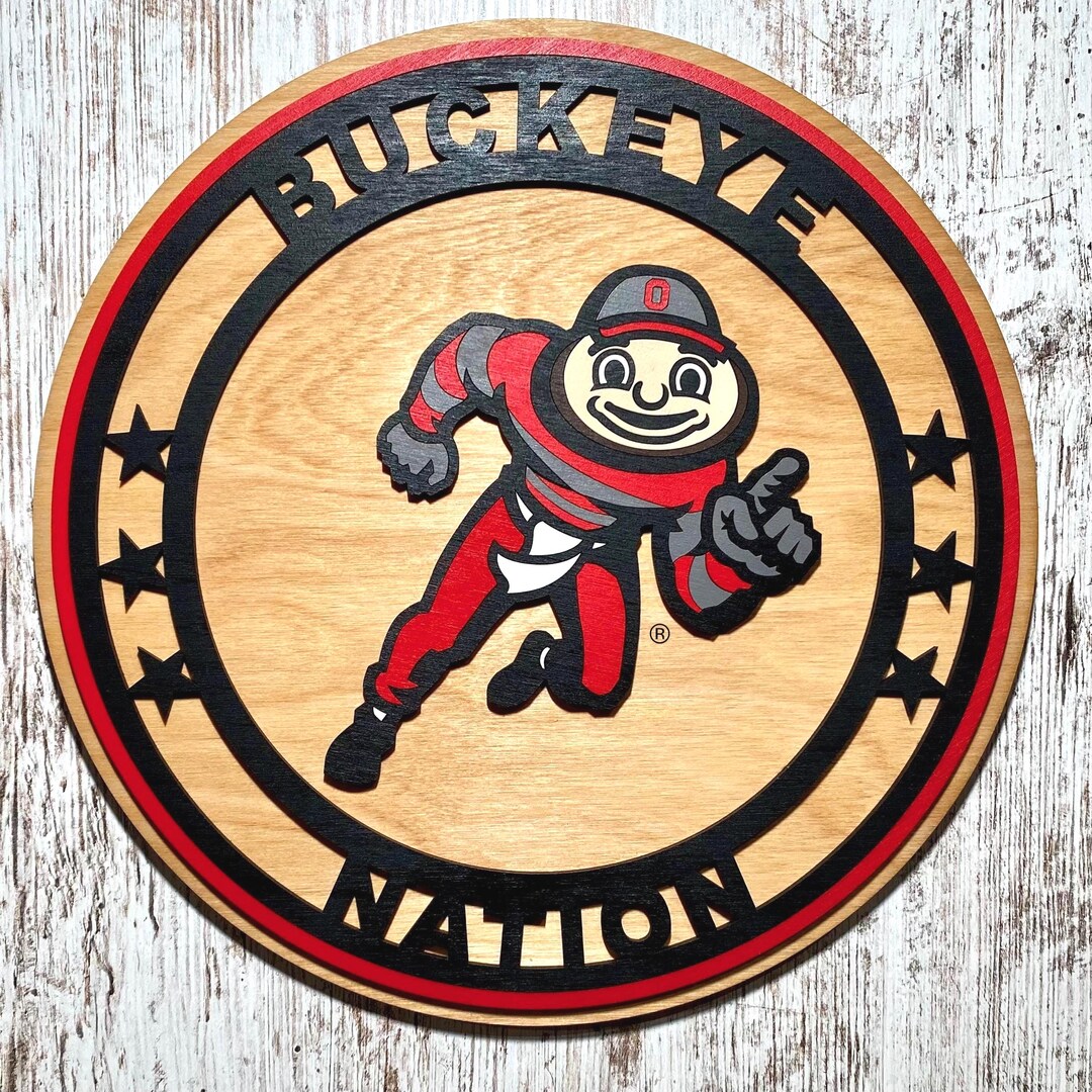Ohio State Buckeye Nation Wood Sign: Brutus Mascot Mancave Decor - Etsy