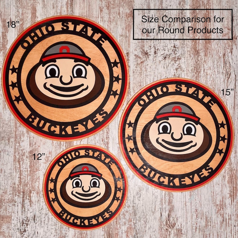 Officially Licensed Ohio State Buckeyes Brutus 12 in Rustic Round Wood ...