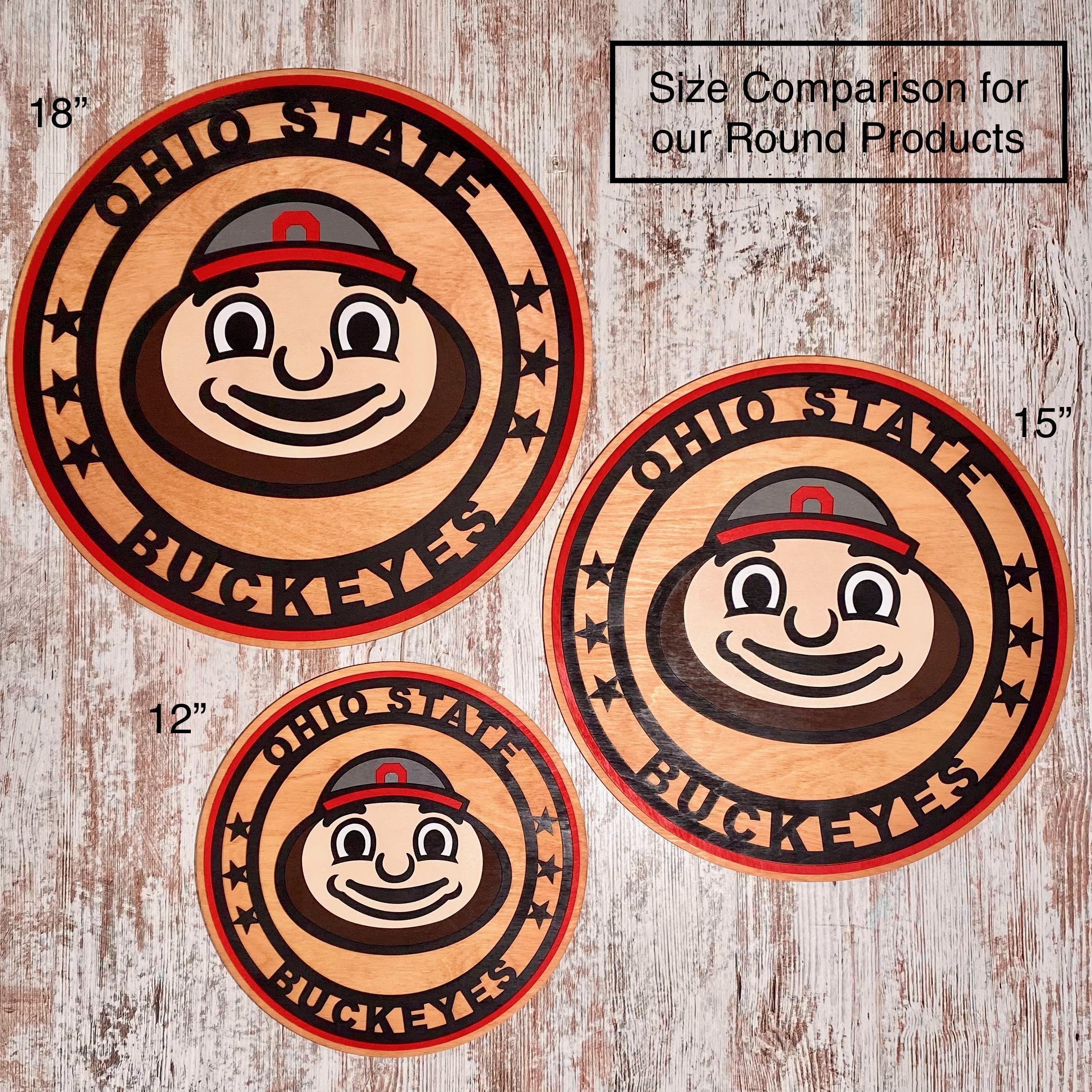 Officially Licensed Ohio State Buckeyes Brutus 12 in Rustic Round Wood ...