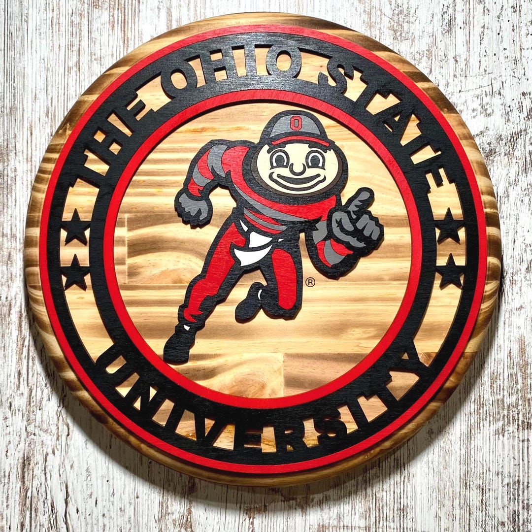 Ohio State Brutus Buckeye Wood Sign - Rustic Sports Decor - Etsy
