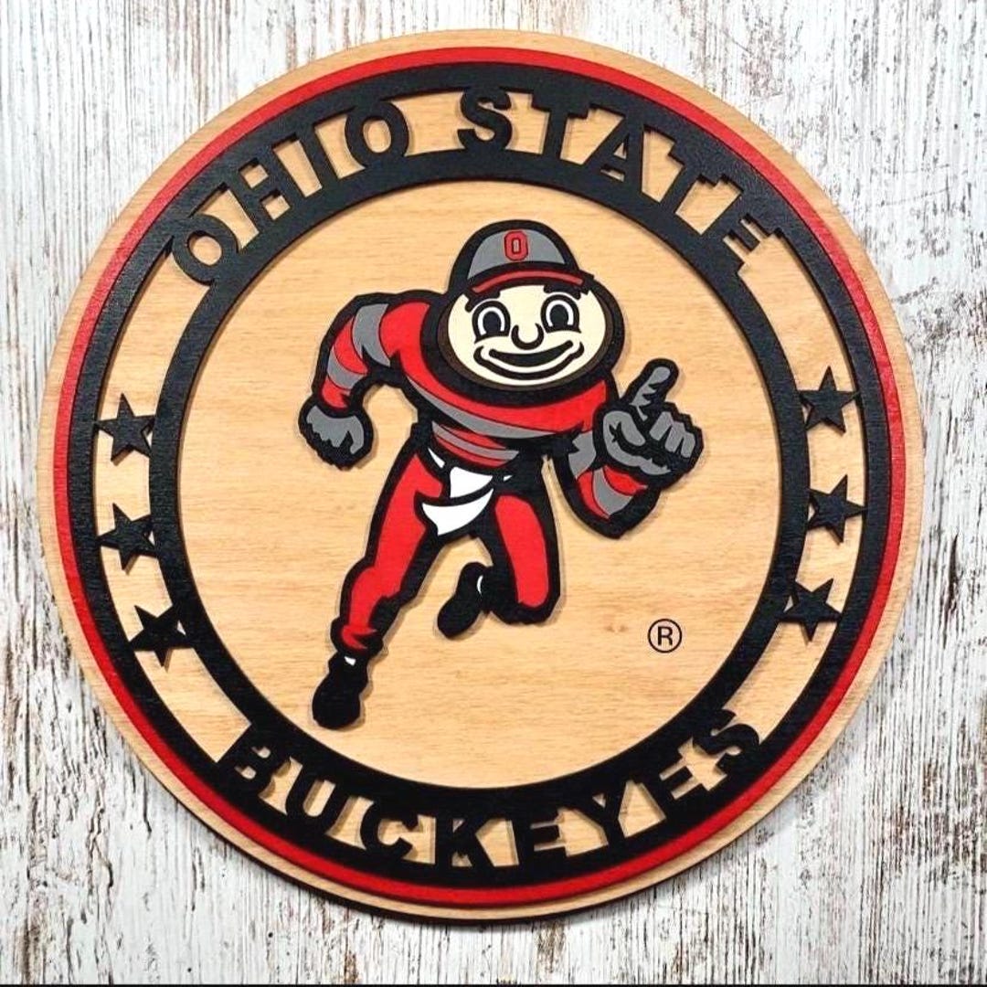 Ohio State Buckeyes Brutus Wood Sign, Man Cave Mascot Decor - Etsy