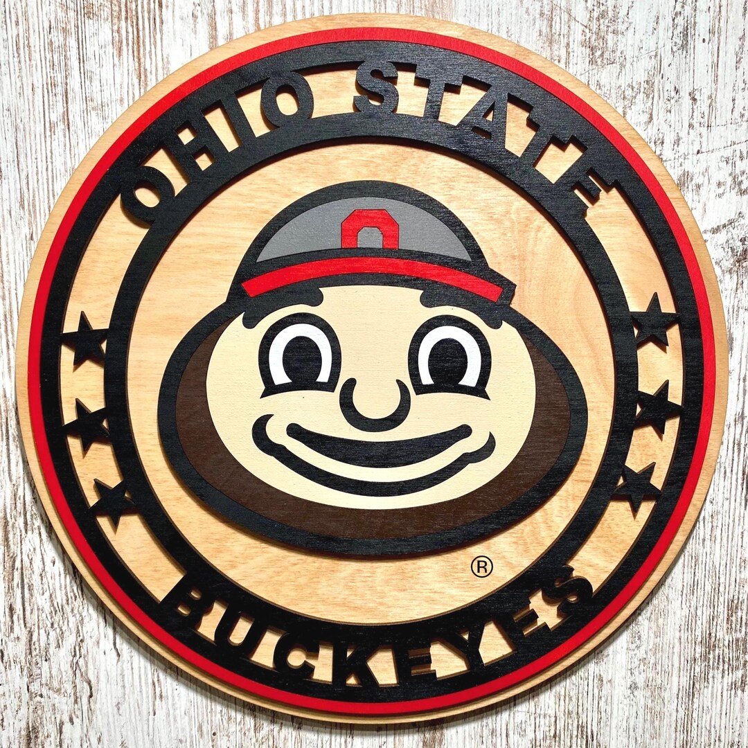 Ohio State Buckeyes Brutus Wood Sign - Man Cave Sports Decor - Etsy