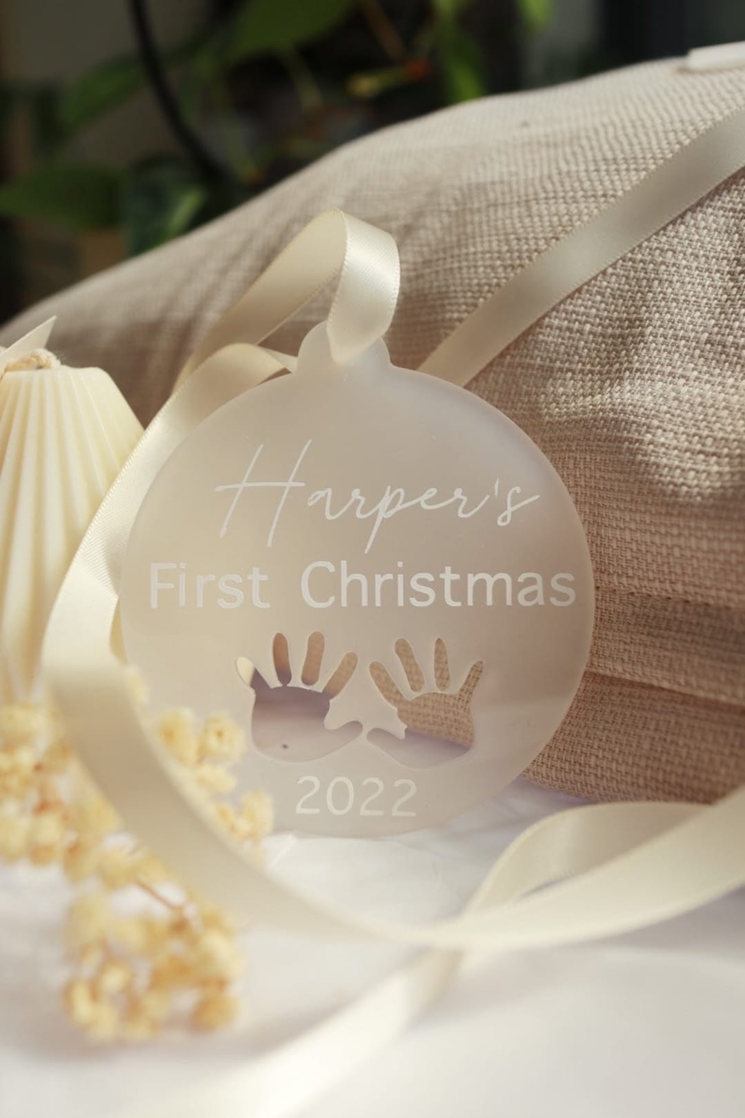 Personalised First Christmas Acrylic Bauble Babys First Christmas ...