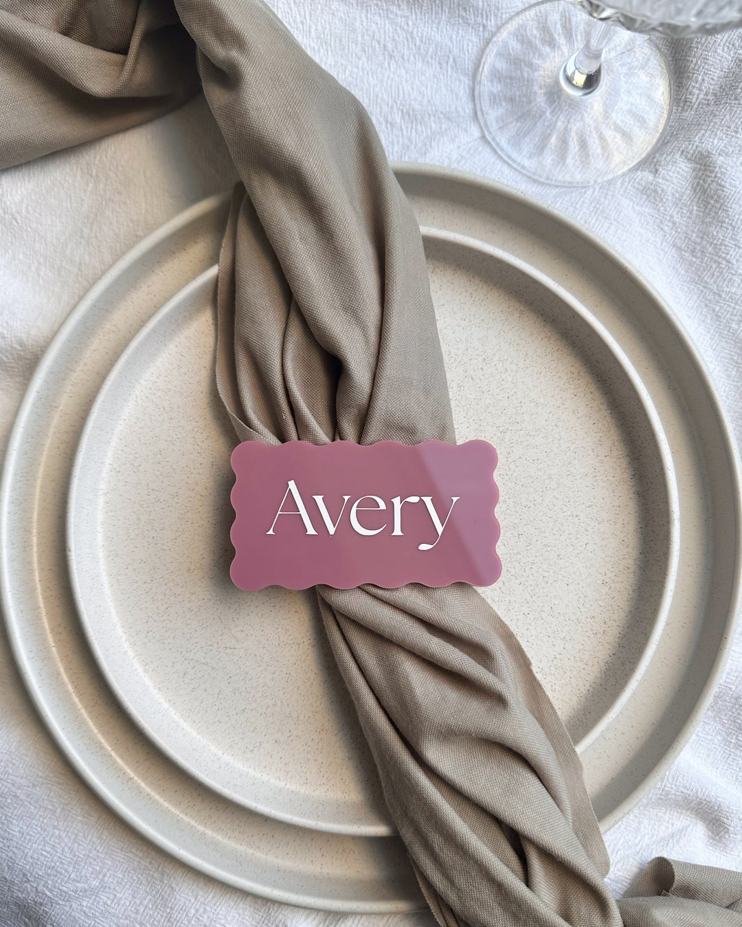 Bespoke Wavy Acrylic Place Cards/ Name Tags/ Engagement/ Bridal Shower ...