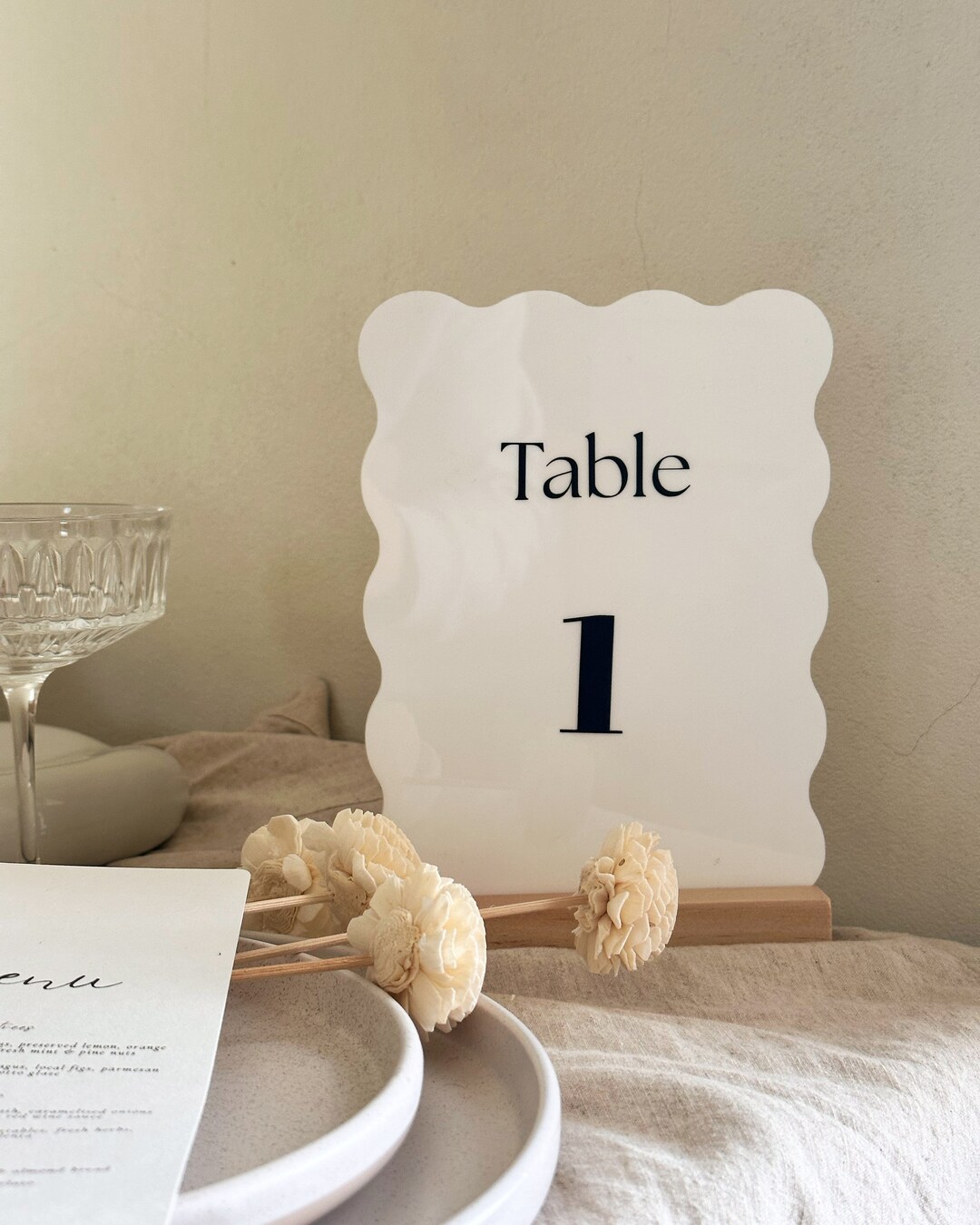 Wavy Acrylic Wedding Table Numbers table Numbers Wedding Signage Event ...