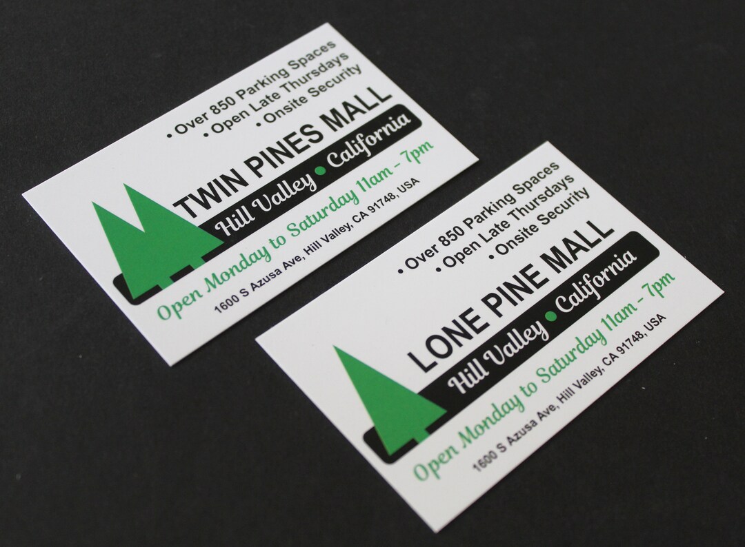 Back to the Future BTTF Twin Pines Mall / Lone Pine Mall Business Card ...