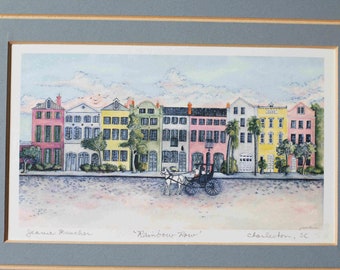 Rainbow Row Watercolor Canvas Wall Art Charming Charleston Landmark - Etsy