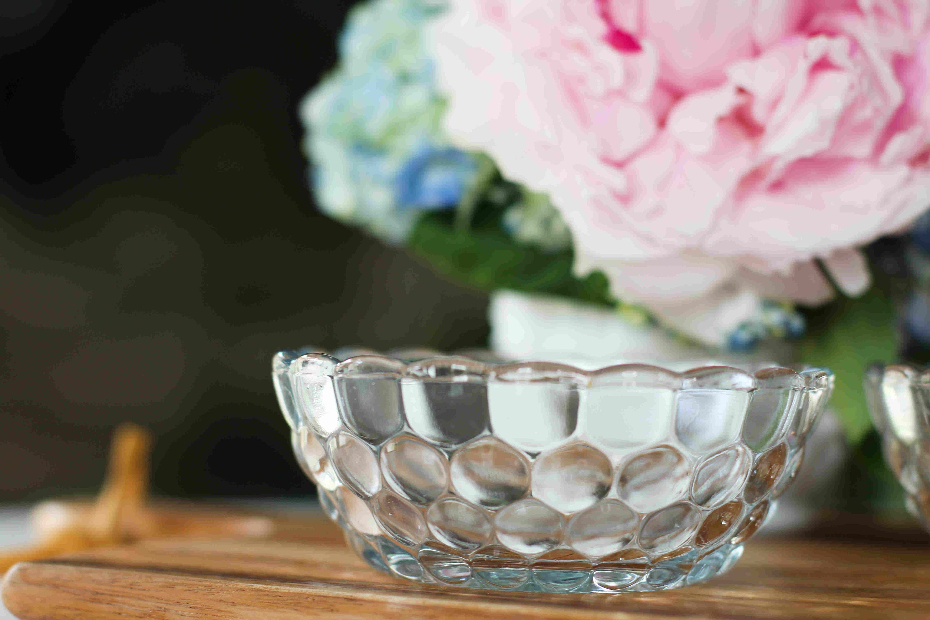 Clear Blue Bubble Glass Berry Dishes Vintage Blue Glass | Etsy