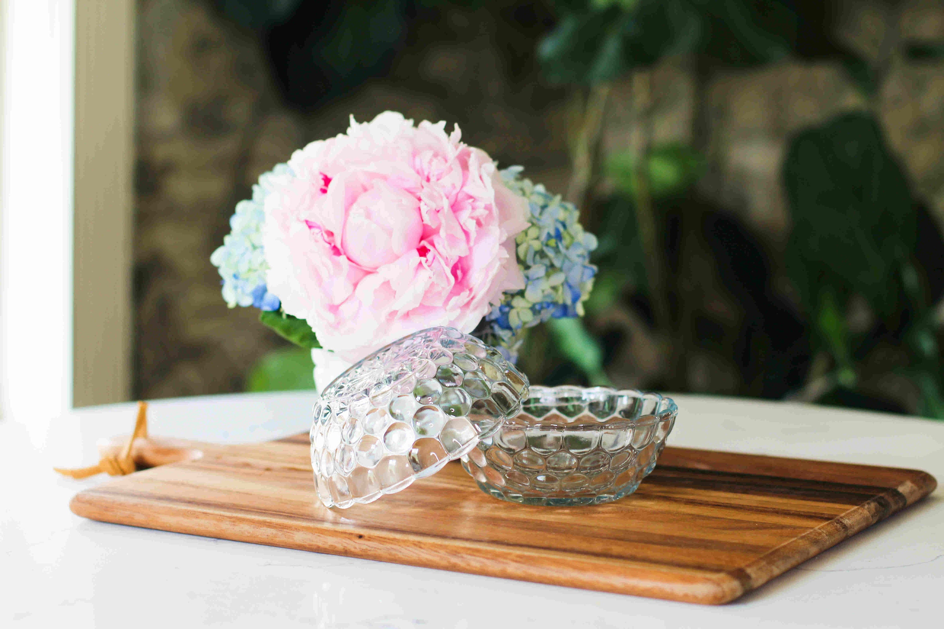 Clear Blue Bubble Glass Berry Dishes Vintage Blue Glass | Etsy
