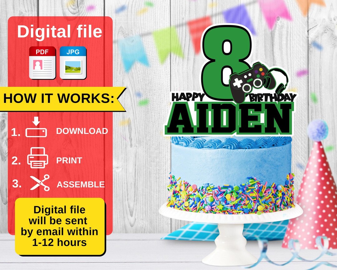 Personalized DIGITAL File Cake Topper, Video Game Inspired Birthday ...