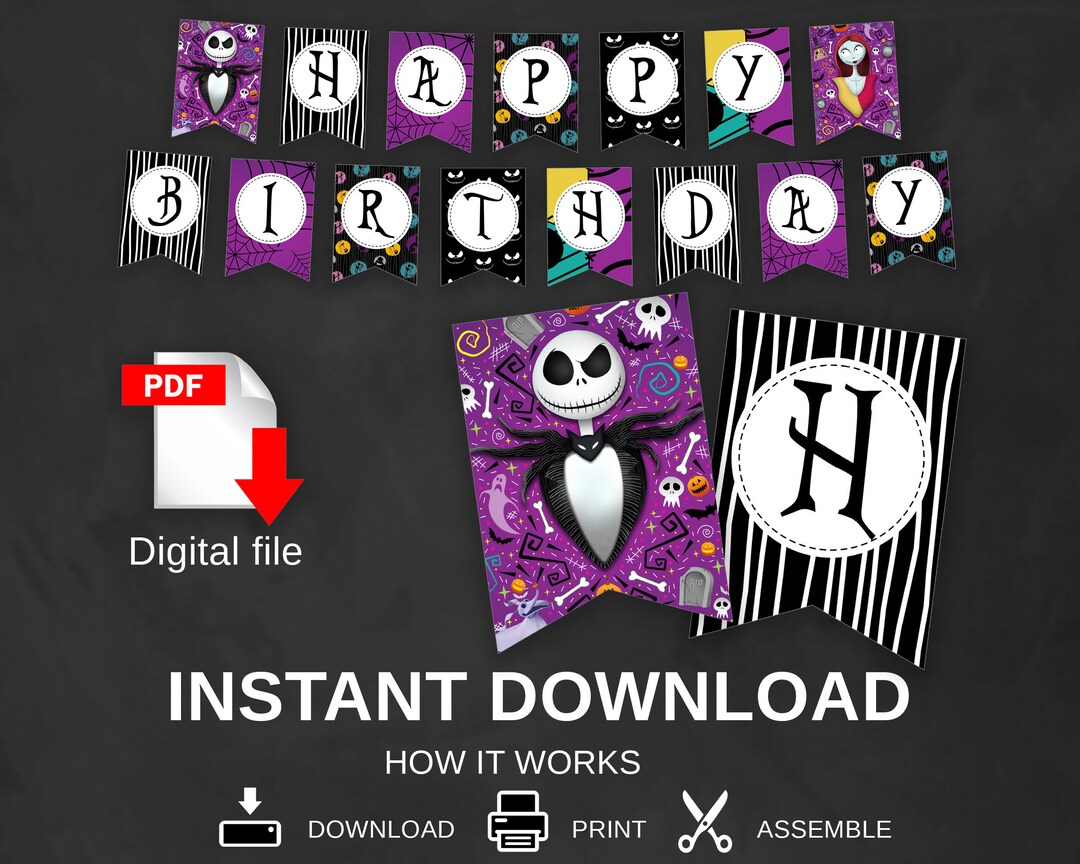 INSTANT DOWNLOAD Birthday Banner - Christmas Happy Birthday Banner ...