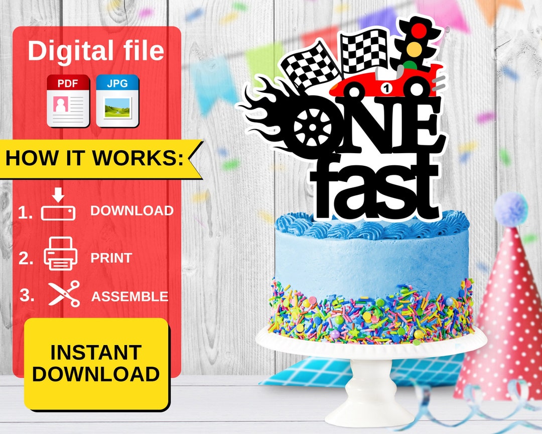 INSTANT DOWNLOAD DIGITAL File Cake Topper, Birthday Party Cake Topper ...