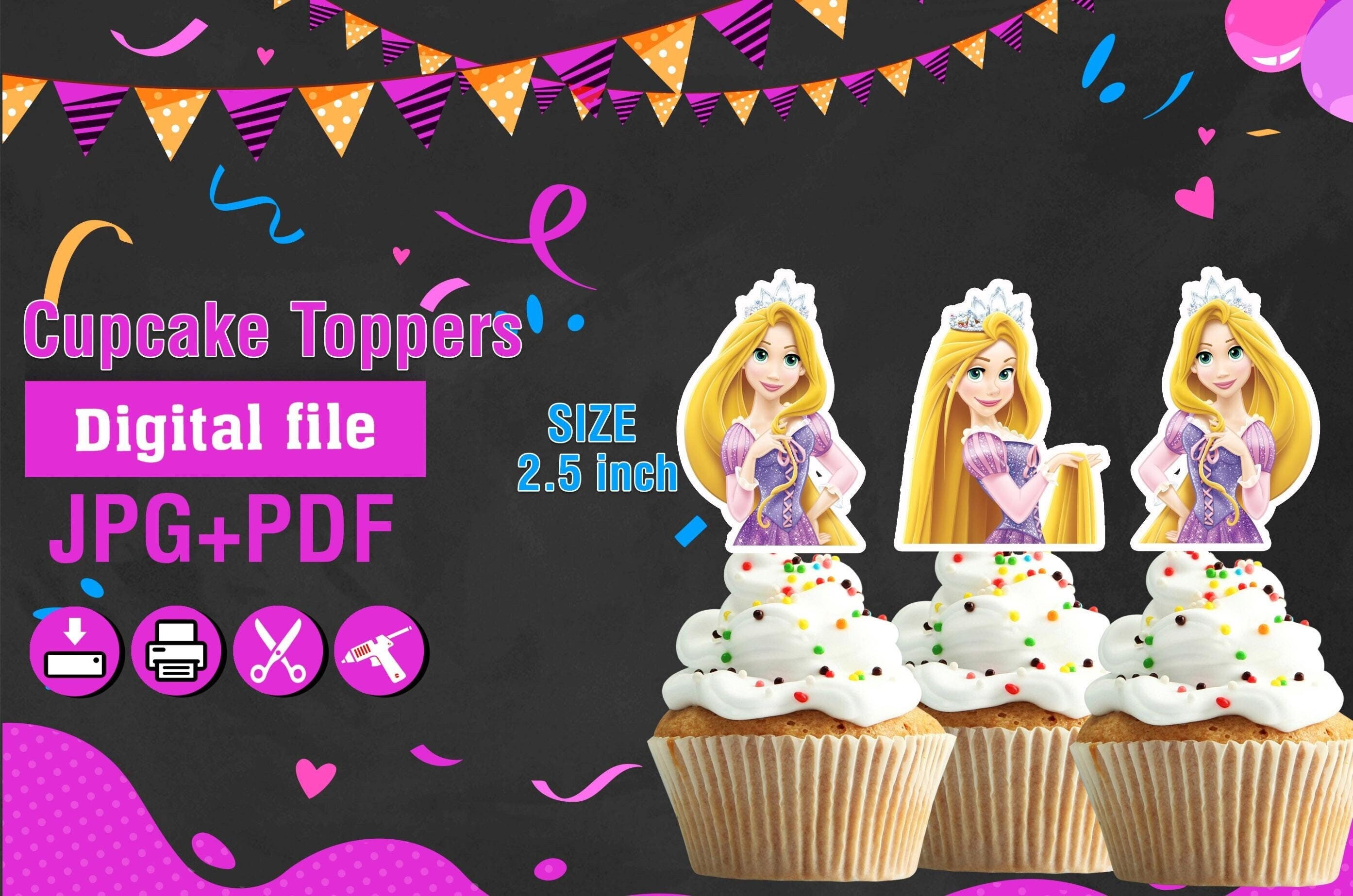 Rapunzel Turm Cupcakes 15 Rapunzel Tangled Premium Edible Icing Round