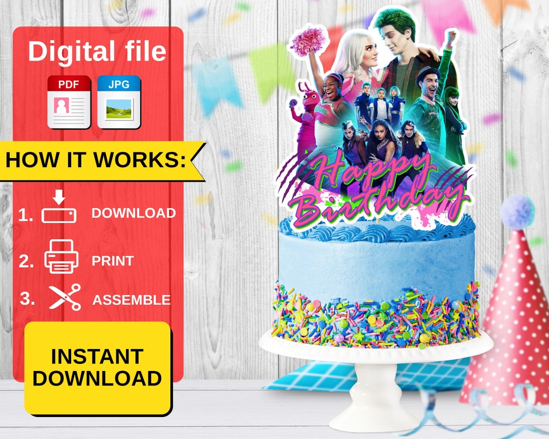 INSTANT DOWNLOAD DIGITAL File Cake Topper, Birthday Party Cake Topper ...