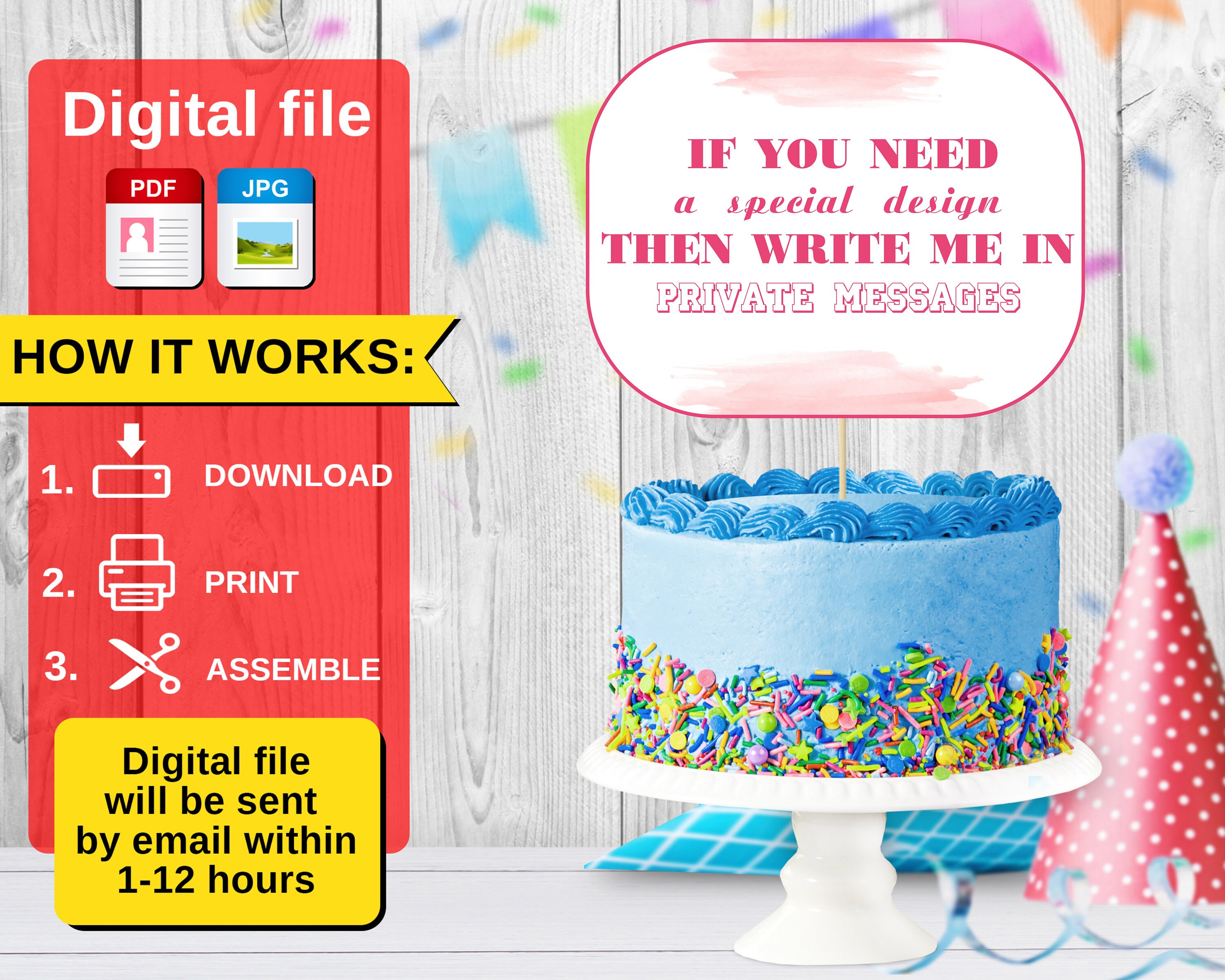 Personalized DIGITAL File Cake Topper Birthday Party Cake - Etsy