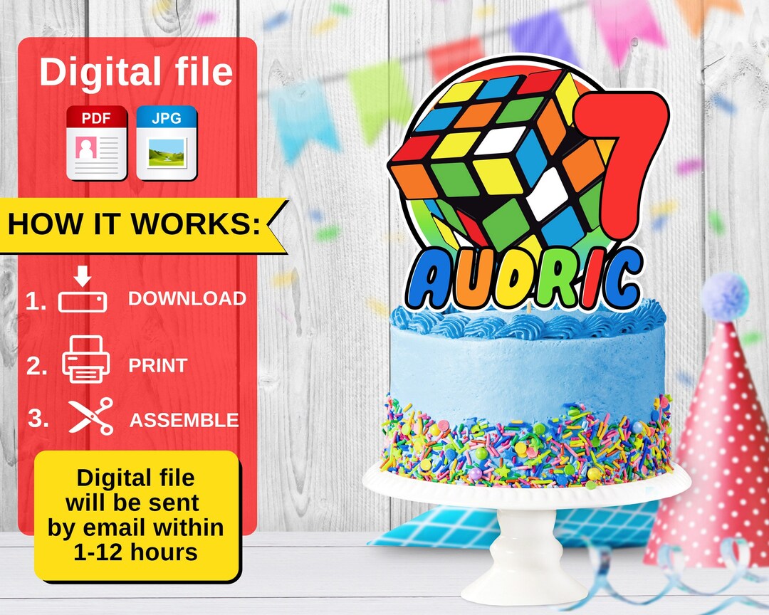 Personalized DIGITAL File Cake Topper, Birthday Party Cake Topper - Etsy