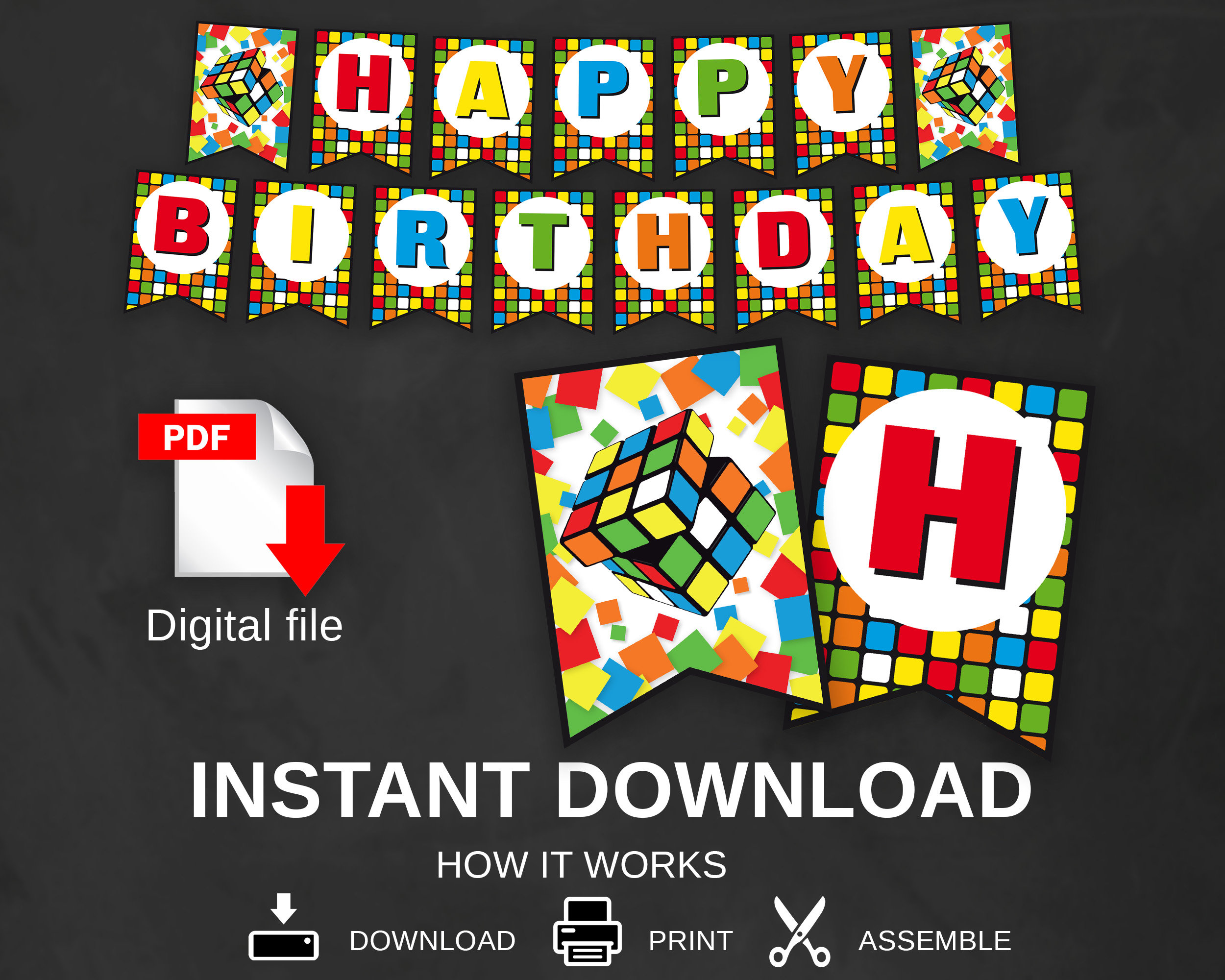 INSTANT DOWNLOAD Birthday Banner Party Banner Party - Etsy