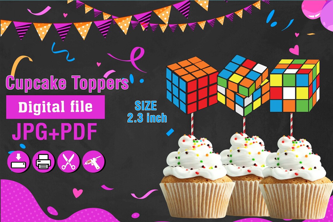 INSTANT DOWNLOAD DIGITAL File Cupcake Toppers Cake Topper - Etsy