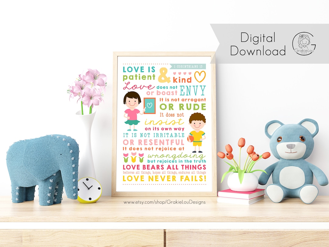 1 Corinthians 13 for Kids love is Patient Love is Kind - Etsy Singapore
