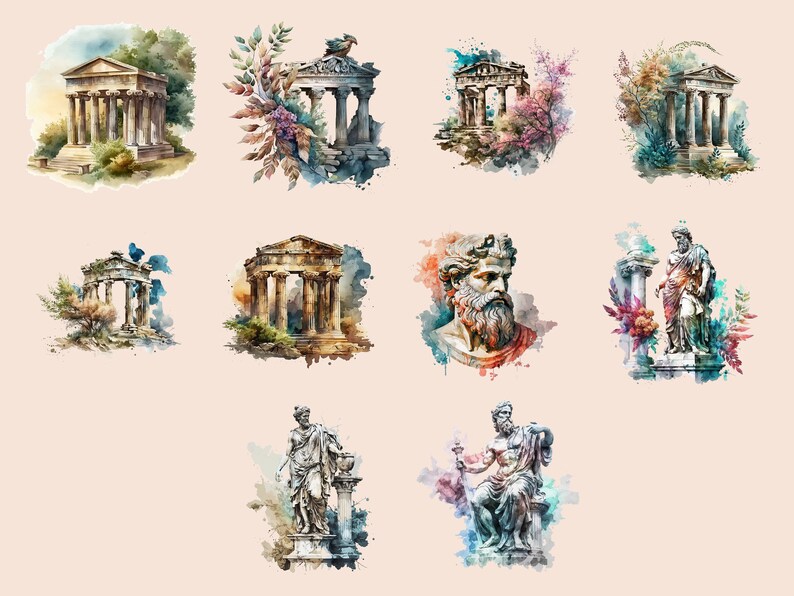 Ancient Greek Clipart Bundle Digital Image Downloads for Card - Etsy