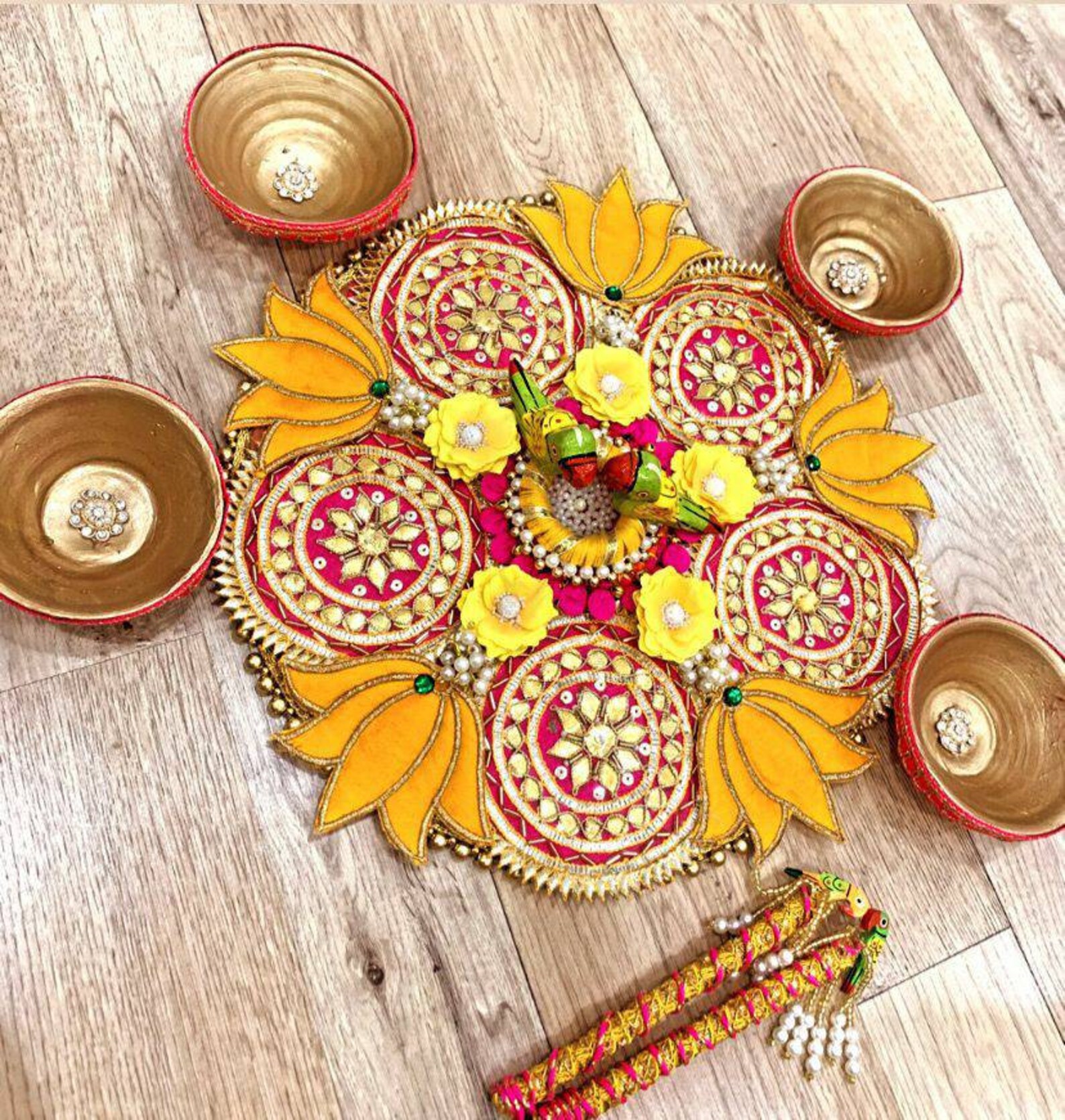 Indian Wedding Haldi Thaal Haldi Ceremony Decorations Tel | Etsy