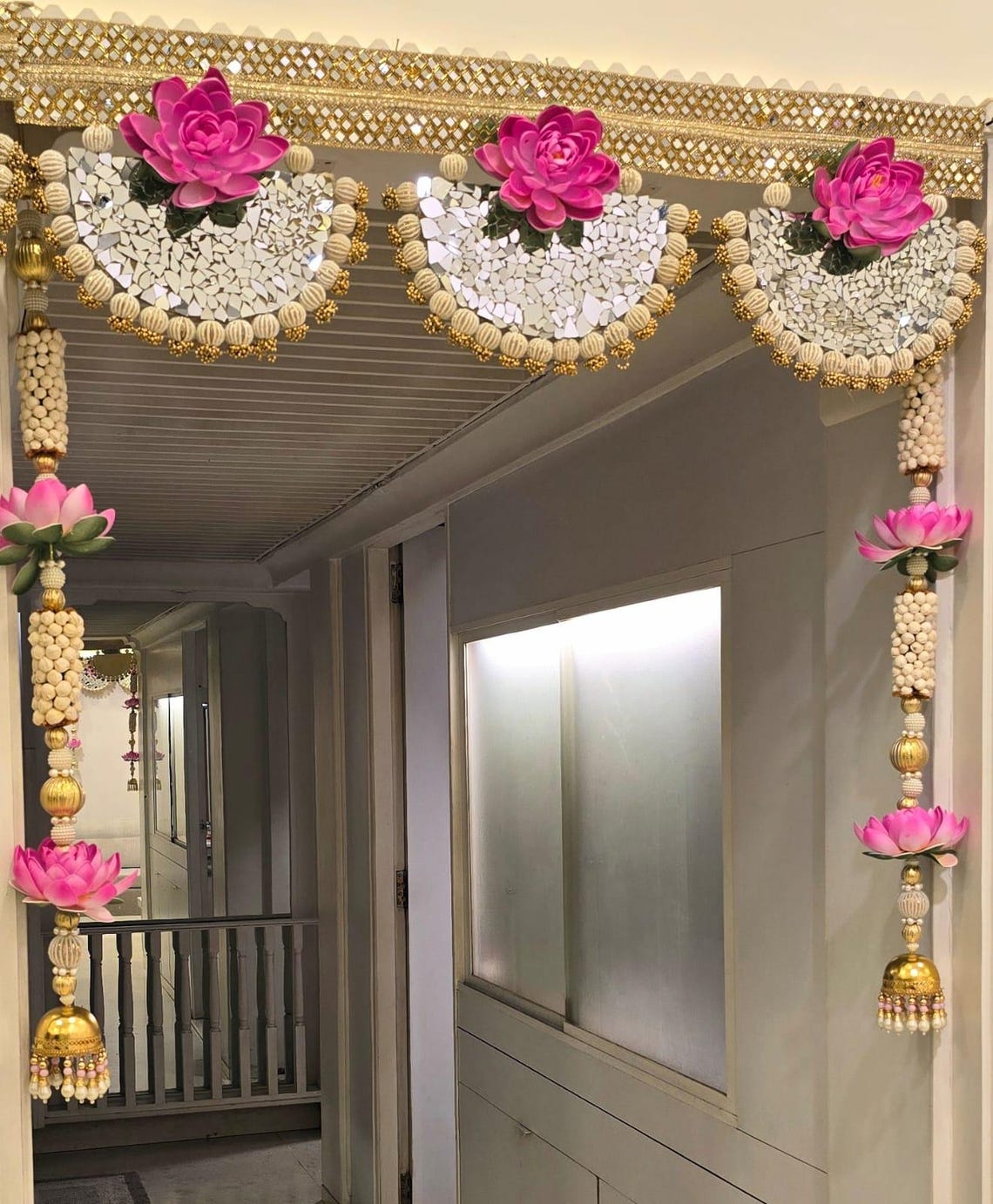 Lotus Toran Door Hanging, Indian Wedding Decoration, Diwali Garland ...