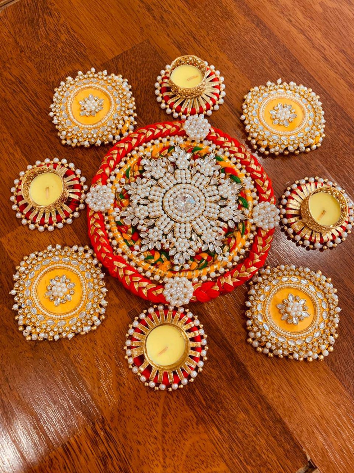 Handmade Pearl Rangoli Set Beaded Pearls & Stones Festive | Etsy