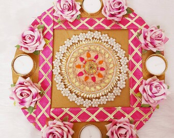 Indian Traditional Floral Gota Patti Rangoli Set Navratri LED | Etsy