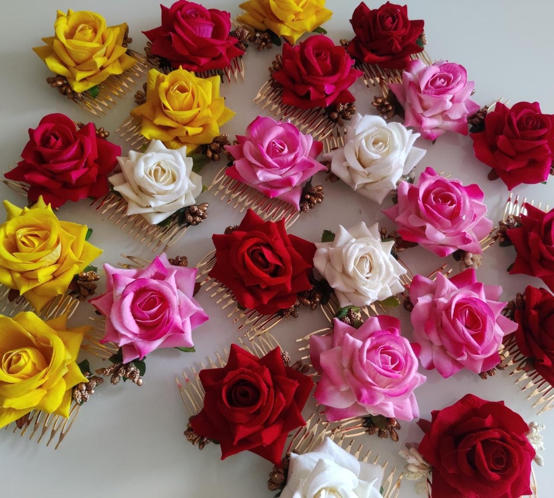 Indian Flower Hairclip, Hair Pin, Cute Haldi Mehndi Wedding Favors ...