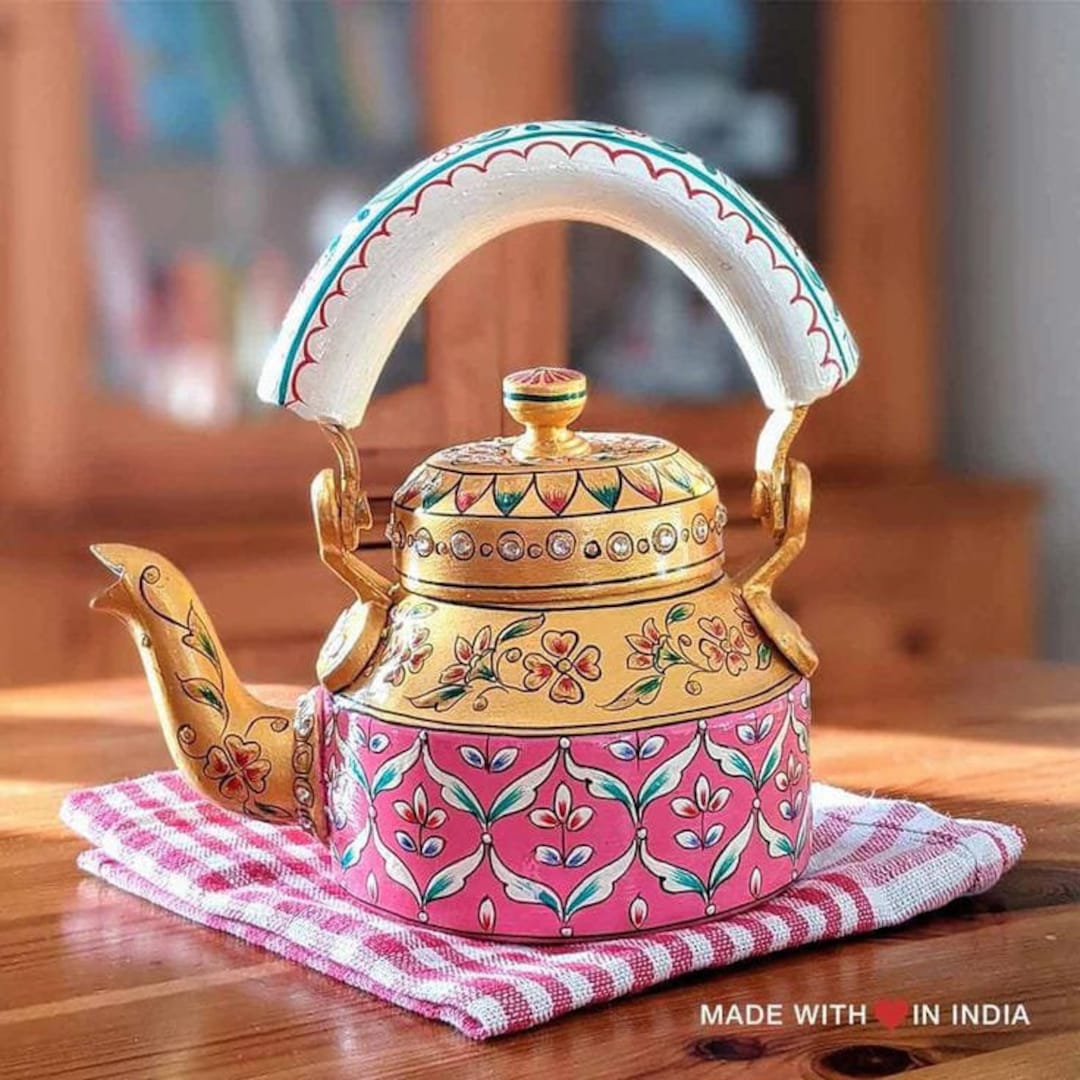 Indian Teapot, Breakfast Tea Kettle, Hand Painted Tea Pot, Cool Thank ...