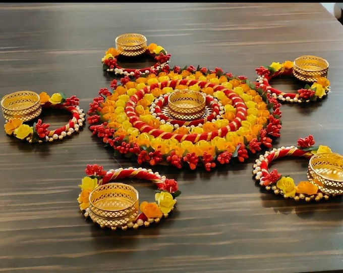 Handmade Rangoli Set Diwali Decoration Tealight Candle - Etsy