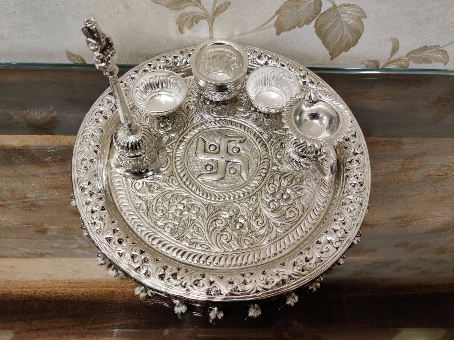Indian German Silver Pooja Thali set for Hindu Diety Worship | Etsy
